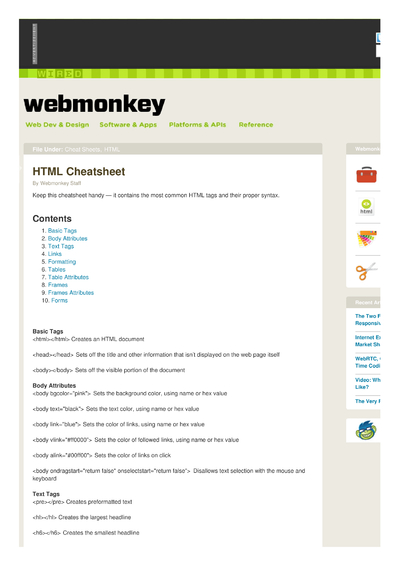 Cheat Sheets Matching "HTML" - Cheatography.com: Cheat Sheets For Every ...