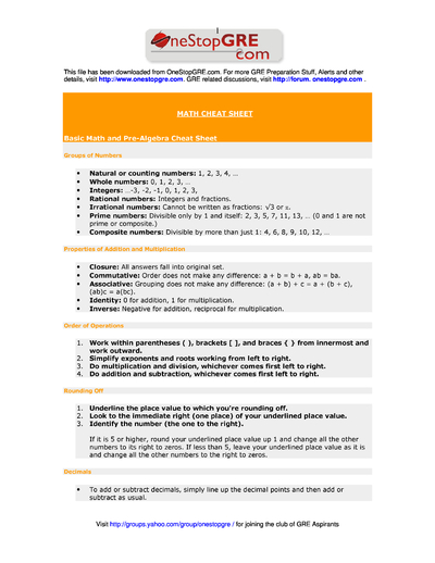 Cheat Sheets Matching "math" - Cheatography.com: Cheat Sheets For Every ...
