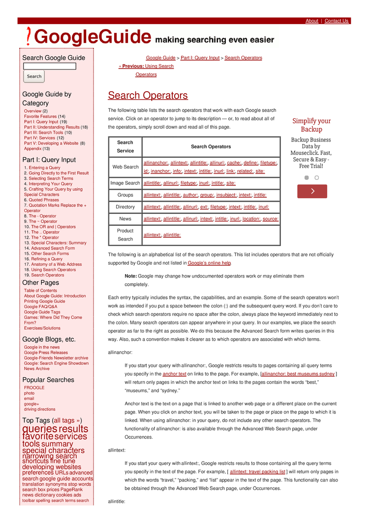 Google Search Operators Cheat Sheet Google Search Operators Cheat Sheet