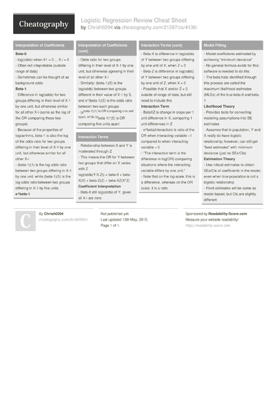 93 Statistics Cheat Sheets - Cheatography.com: Cheat Sheets For Every ...