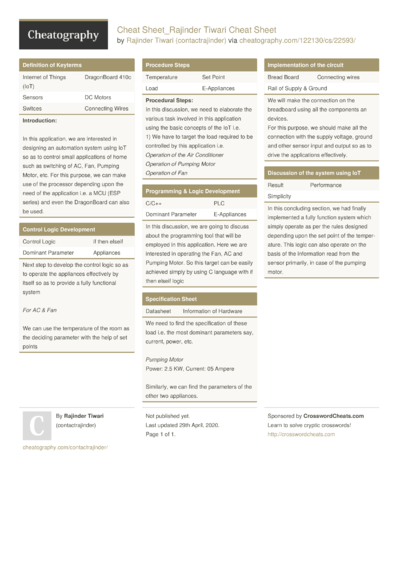 8 Iot Cheat Sheets Cheat Sheets For Every Occasion