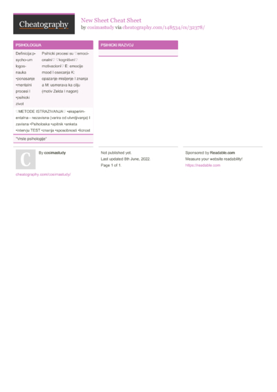 21 Psych Cheat Sheets - Cheatography.com: Cheat Sheets For Every Occasion