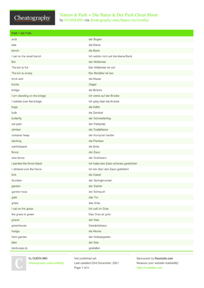 49 German Cheat Sheets - Cheatography.com: Cheat Sheets For Every Occasion