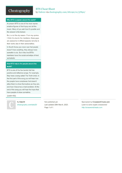 25 Music Cheat Sheets - Cheatography.com: Cheat Sheets For Every Occasion