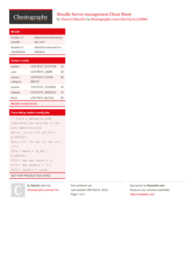 5 Moodle Cheat Sheets - Cheatography.com: Cheat Sheets For Every Occasion