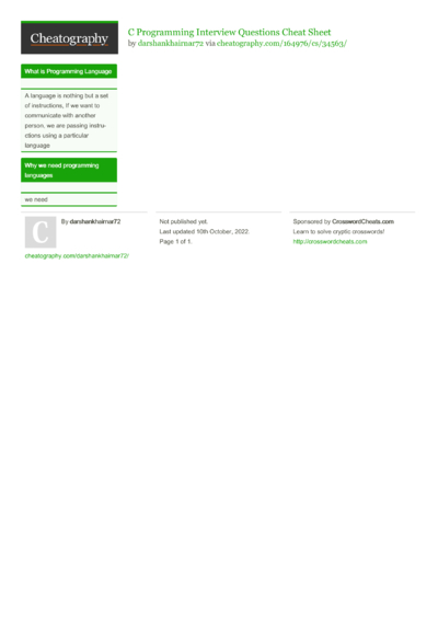 2227 Programming Cheat Sheets Cheat Sheets For