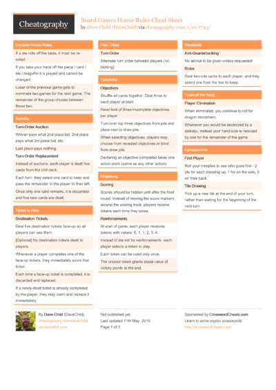 142 Games Cheat Sheets - Cheatography.com: Cheat Sheets For Every Occasion