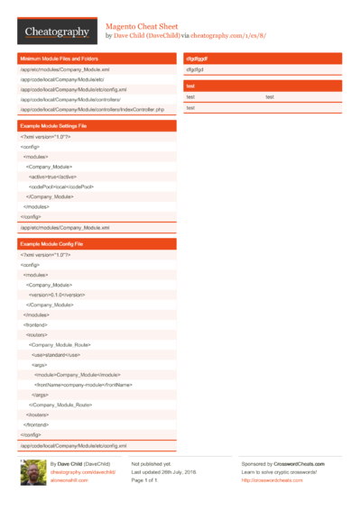 10 Magento Cheat Sheets - Cheatography.com: Cheat Sheets For Every Occasion