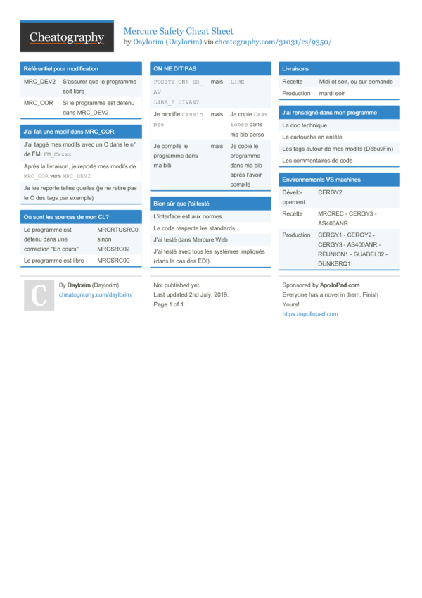 Mercure Safety Cheat Sheet by Daylorim - Download free from ...