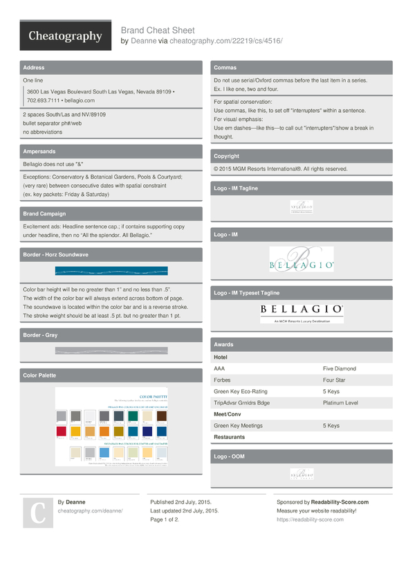 Brand Cheat Sheet by Deanne - Download free from Cheatography ...