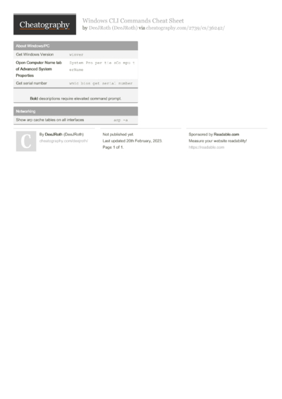 139 Windows Cheat Sheets - Cheatography.com: Cheat Sheets For Every ...