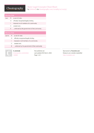 7 Legal Cheat Sheets - Cheatography.com: Cheat Sheets For Every Occasion