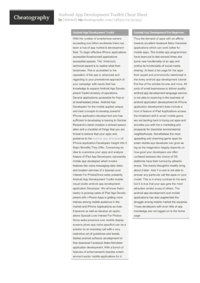 30 Android Cheat Sheets - Cheatography.com: Cheat Sheets For Every Occasion