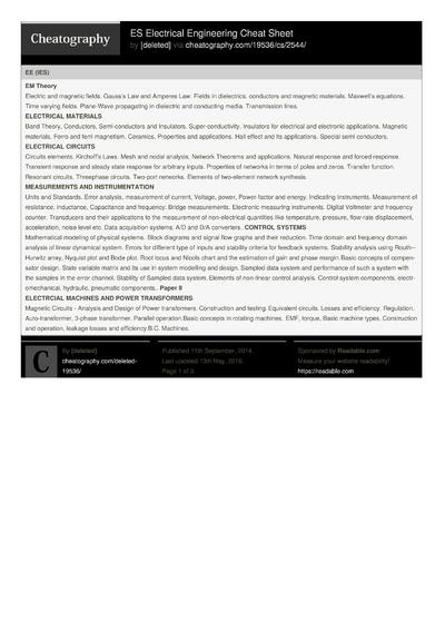 Cheat Sheets Matching "engineering" - Cheatography.com: Cheat Sheets ...