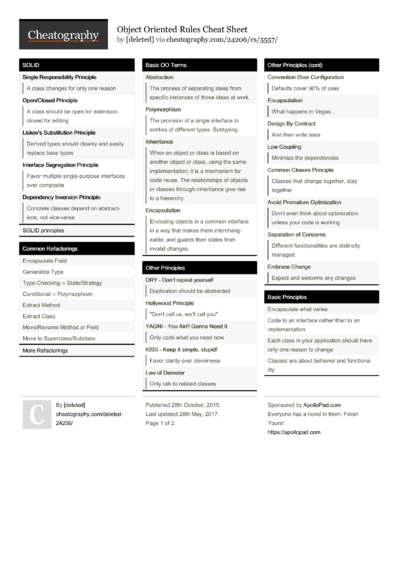 25 Oop Cheat Sheets Cheat Sheets For Every Occasion 