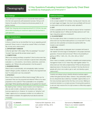 9 Investing Cheat Sheets - Cheatography.com: Cheat Sheets For Every ...