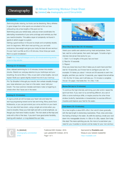 2 Swimming Cheat Sheets - Cheatography.com: Cheat Sheets For Every Occasion