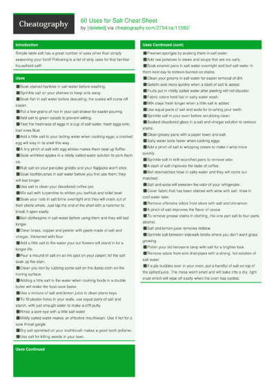 6 Salt Cheat Sheets - Cheatography.com: Cheat Sheets For Every Occasion