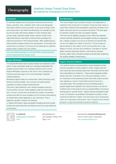 2 Aesthetic Cheat Sheets - Cheatography.com: Cheat Sheets For Every ...