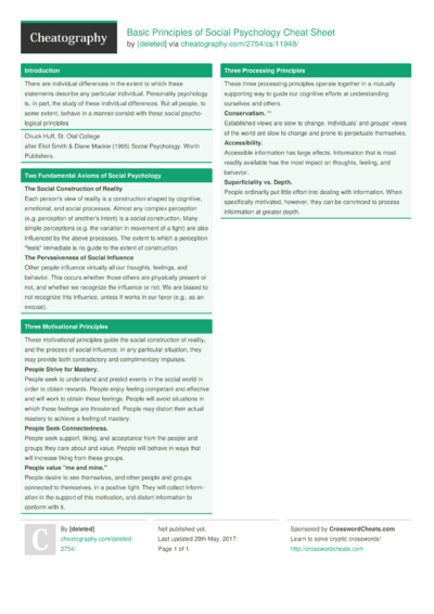 63 Psychology Cheat Sheets - Cheatography.com: Cheat Sheets For Every ...