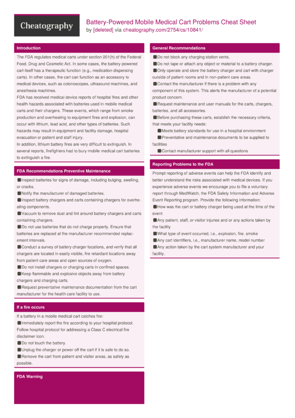 Battery-Powered Mobile Medical Cart Problems Cheat Sheet by [deleted ...