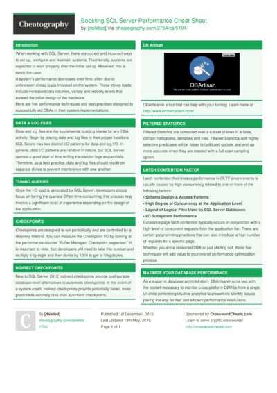 101 SQL Cheat Sheets - Cheatography.com: Cheat Sheets For Every Occasion