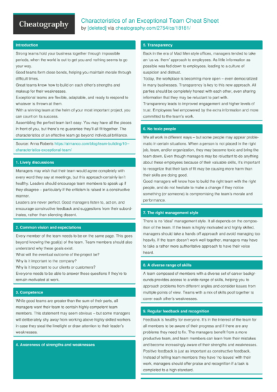 12 Team Cheat Sheets - Cheatography.com: Cheat Sheets For Every Occasion