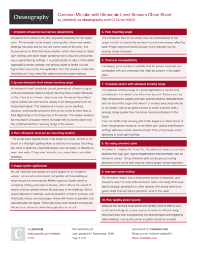 10 Sensors Cheat Sheets - Cheatography.com: Cheat Sheets For Every Occasion