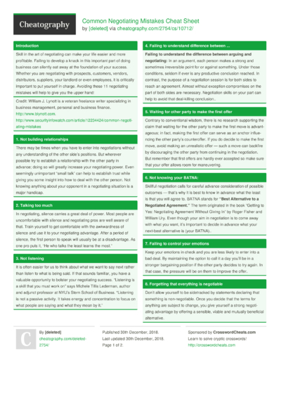 8 Contract Cheat Sheets - Cheatography.com: Cheat Sheets For Every Occasion