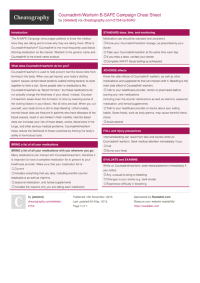 2 Coumadin Cheat Sheets - Cheatography.com: Cheat Sheets For Every Occasion