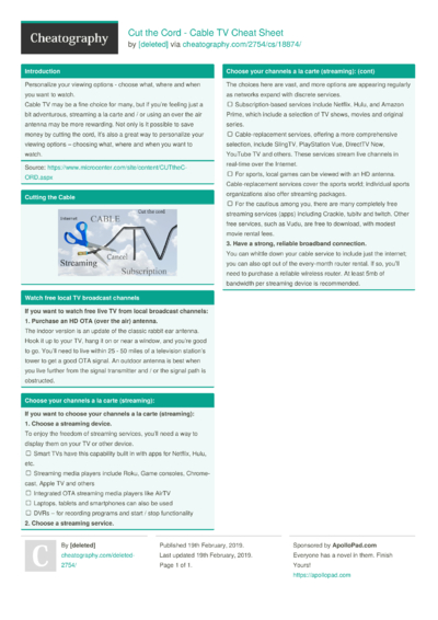 5 Cabling Cheat Sheets - Cheatography.com: Cheat Sheets For Every Occasion