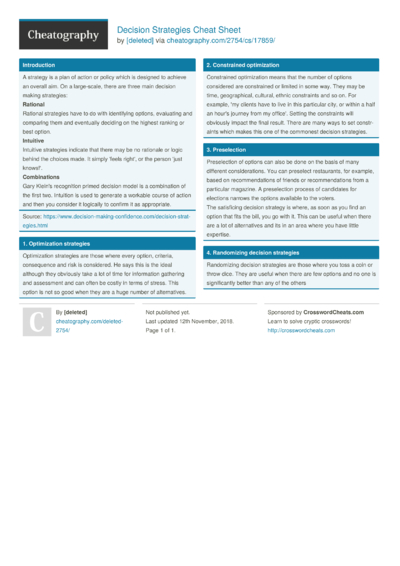 41 Strategy Cheat Sheets - Cheatography.com: Cheat Sheets For Every ...