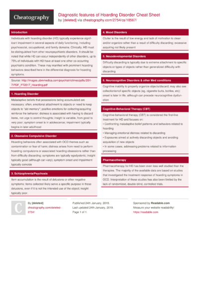 11 Disorder Cheat Sheets - Cheatography.com: Cheat Sheets For Every ...