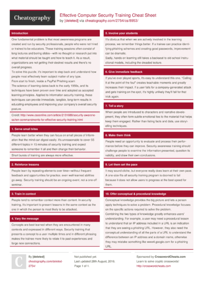 84 Security Cheat Sheets - Cheatography.com: Cheat Sheets For Every Occasion