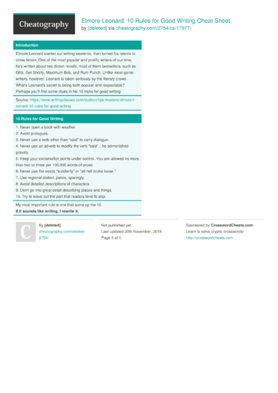 53 Writing Cheat Sheets - Cheatography.com: Cheat Sheets For Every Occasion