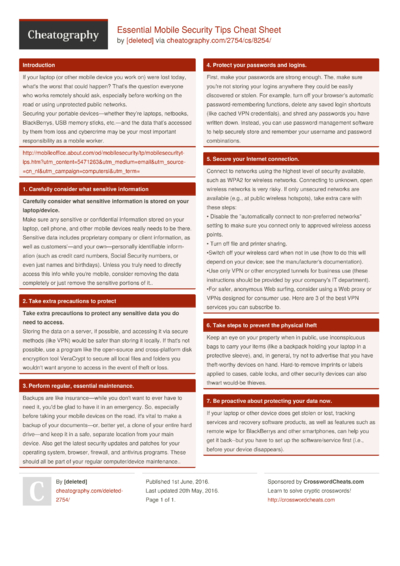 85 Security Cheat Sheets - Cheatography.com: Cheat Sheets For Every ...
