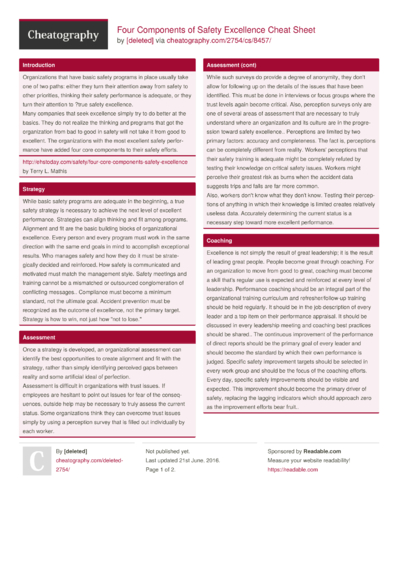 69 Safety Cheat Sheets - Cheatography.com: Cheat Sheets For Every Occasion