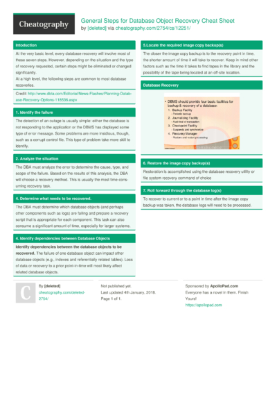 48 Database Cheat Sheets - Cheatography.com: Cheat Sheets For Every ...