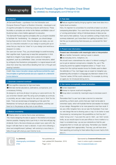 15 Cognitive Cheat Sheets - Cheatography.com: Cheat Sheets For Every ...