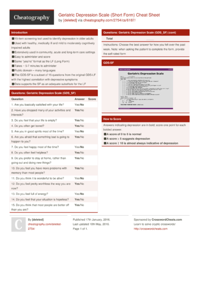 12 Geriatric Cheat Sheets - Cheatography.com: Cheat Sheets For Every ...