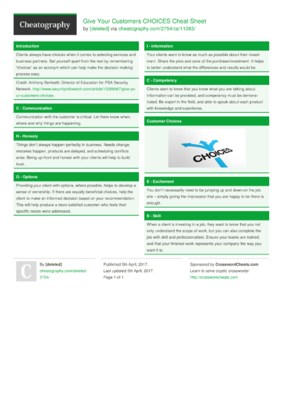 24 Customer Cheat Sheets - Cheatography.com: Cheat Sheets For Every ...