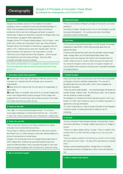 11 Innovation Cheat Sheets - Cheatography.com: Cheat Sheets For Every ...