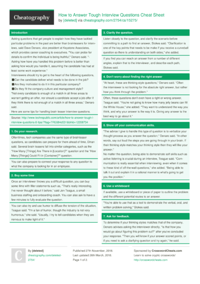 33 Interviews Cheat Sheets - Cheatography.com: Cheat Sheets For Every Occasion