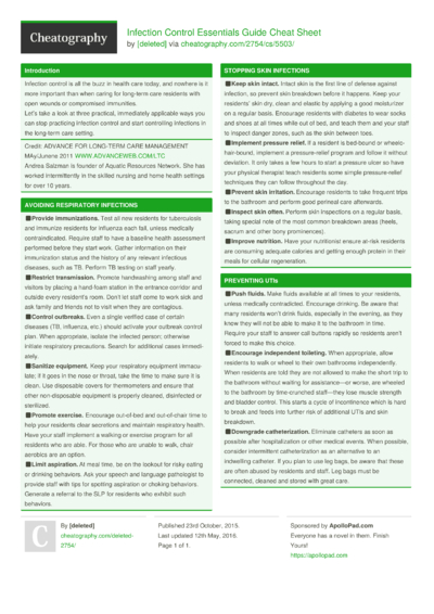 10 Infection Cheat Sheets - Cheatography.com: Cheat Sheets For Every ...