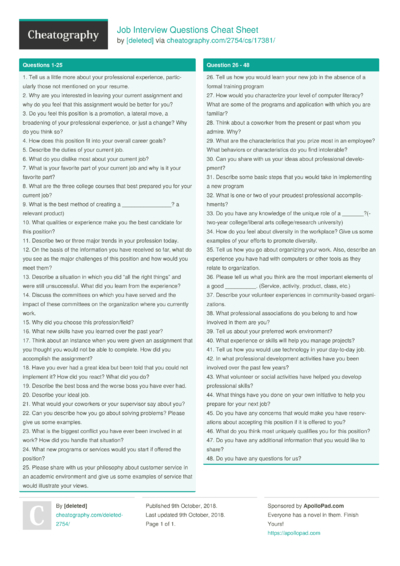 11 Jobs Cheat Sheets - Cheatography.com: Cheat Sheets For Every Occasion