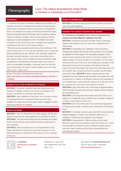 3 Amendments Cheat Sheets - Cheatography.com: Cheat Sheets For Every ...