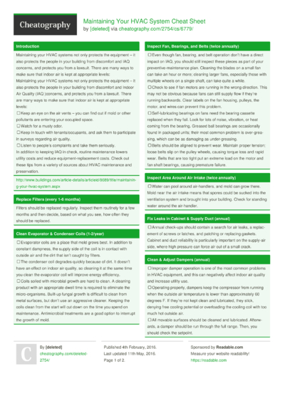 5 Hvac Cheat Sheets - Cheatography.com: Cheat Sheets For Every Occasion