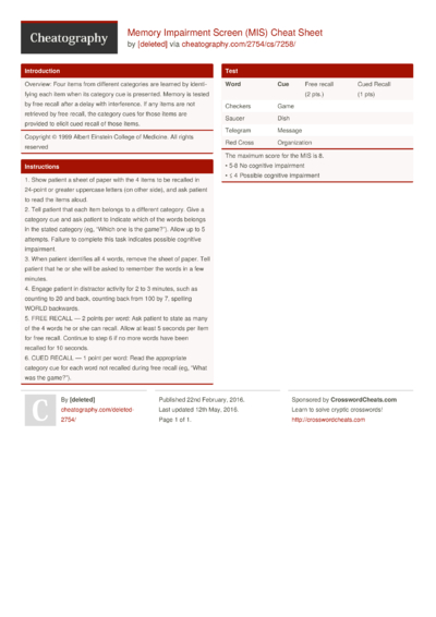 9 Memory Cheat Sheets - Cheatography.com: Cheat Sheets For Every Occasion