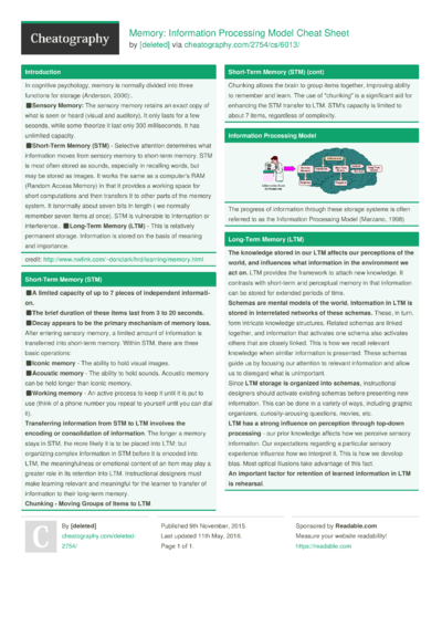9 Memory Cheat Sheets - Cheatography.com: Cheat Sheets For Every Occasion