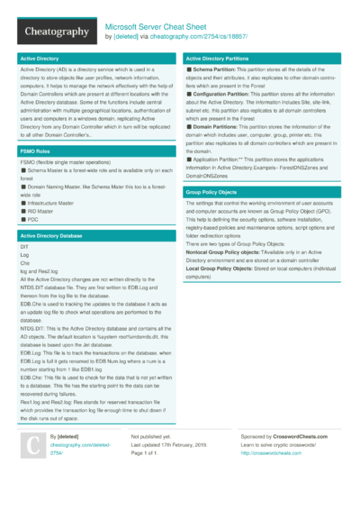 18 Microsoft Cheat Sheets - Cheatography.com: Cheat Sheets For Every ...